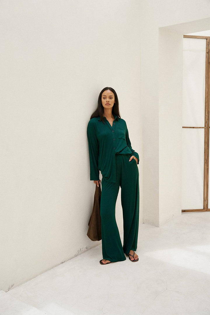 Rory Wide Leg Pant - Forest Green | Riot Swim